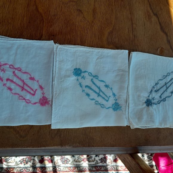 Dining | Monogram Handkerchief Set Of Three With The Letter A | Poshmark